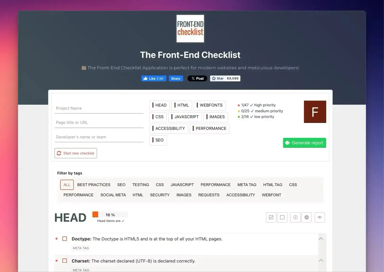 Front-End Checklist V1 | David Dias